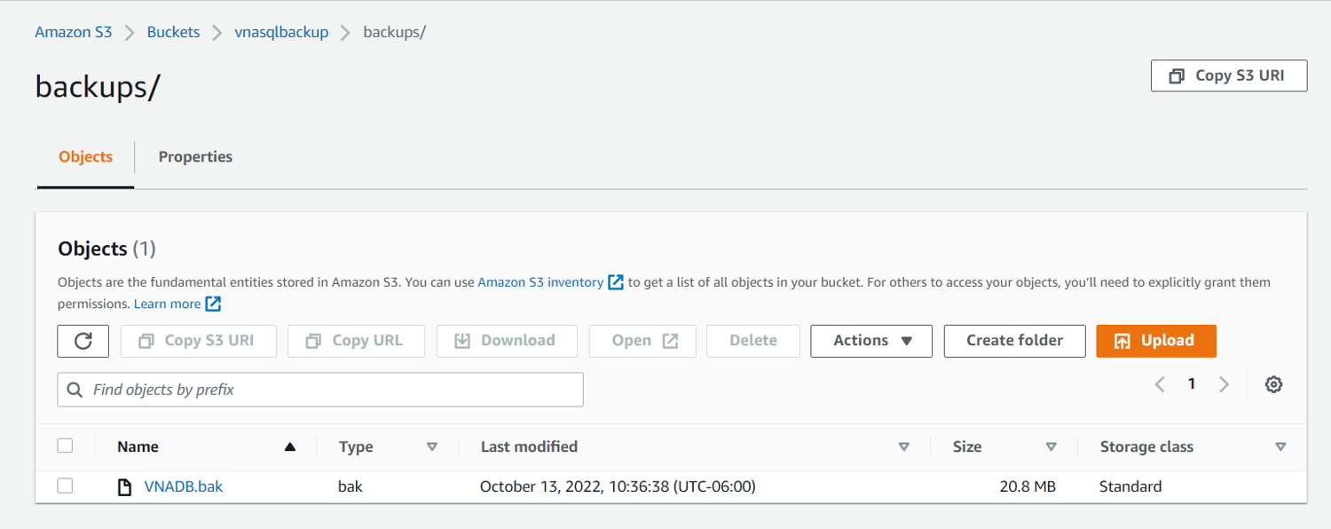 SQL Server 2022 Backup & Restore to AWS S3-compatible Object Storage