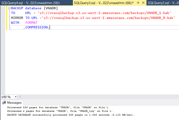 SQL Server 2022 Backup & Restore to AWS S3-compatible Object Storage